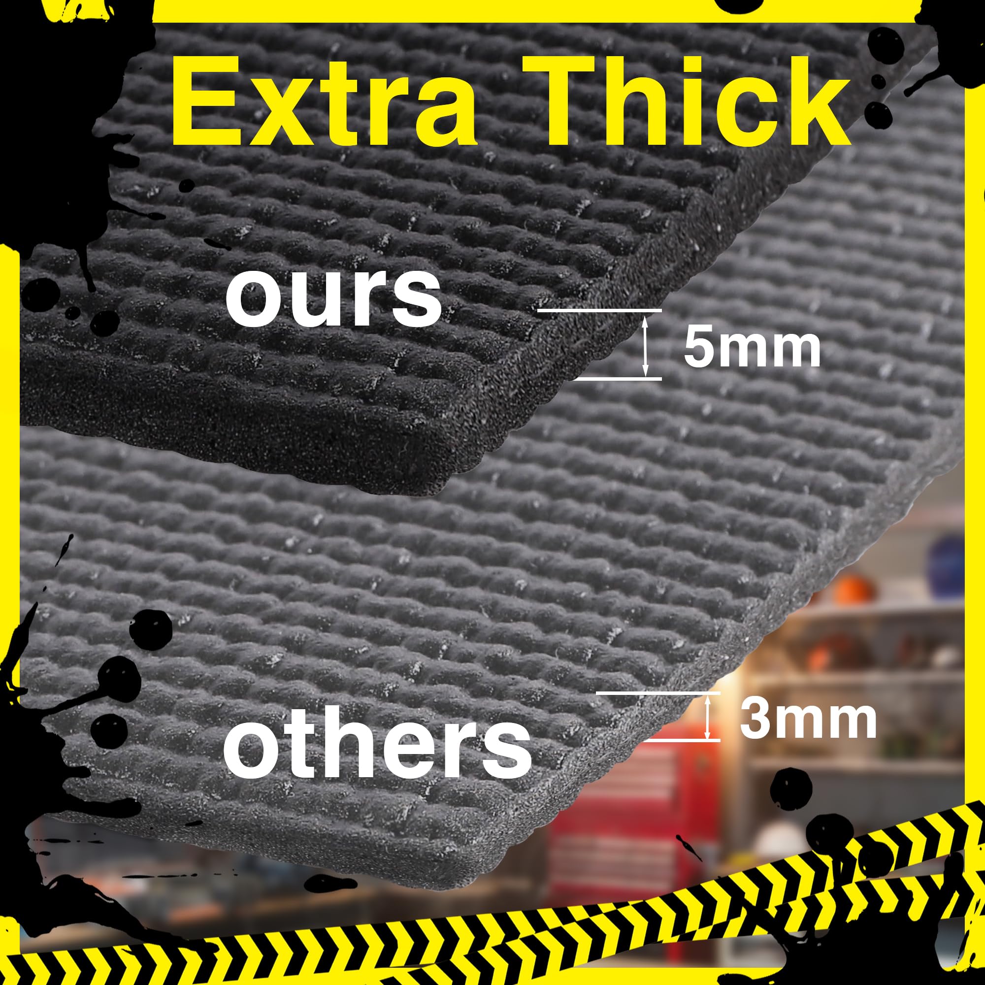 PABUSIOR Tool Box Drawer Liner - 5mm Thick, 15.4 in Wide x 98 in, Double-Sided Non-Slip Toolbox Drawer Mat, Strong Grip Easy to Cut Garage Shelves, (Black)