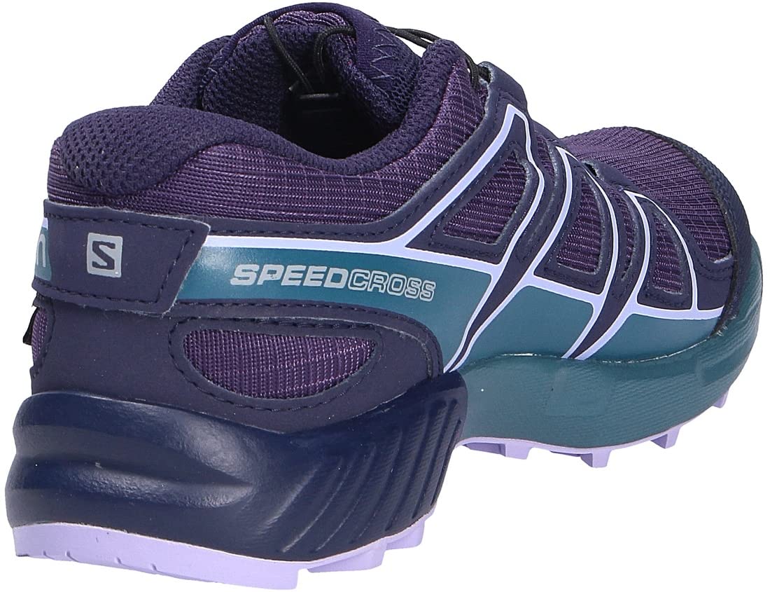 Salomon Kid's Speedcross CLIMASALOMON Waterproof Trail Running Shoes, Grape/Mallard Blue/Lavender, 5 Big Kid