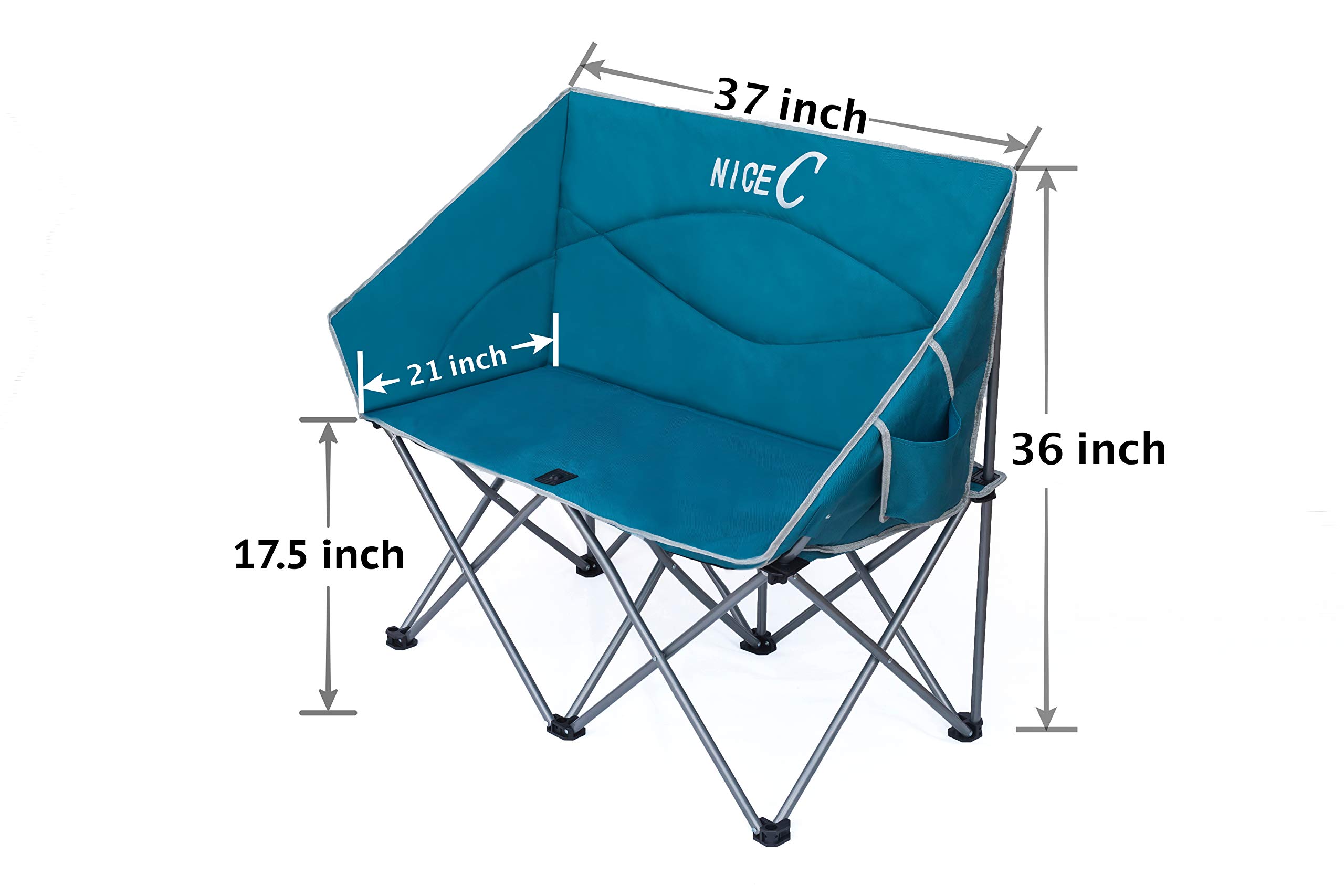 Nice C Camping Chair Double, Camping Loveseat, Foldable Loveseat, Folding Loveseat, Outdoor Couple Oversized Folding Camp Chair with Strap Carry Bag