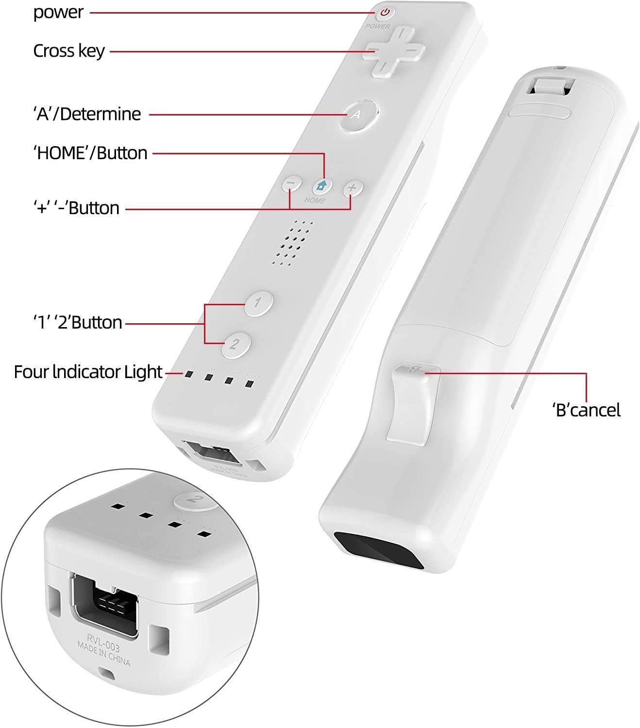 Wii Wireless Remote Motion Controller, Built-in Motion Plus Controller Remoto e Nunchuck con Custodia in Silicone per Wii (White)
