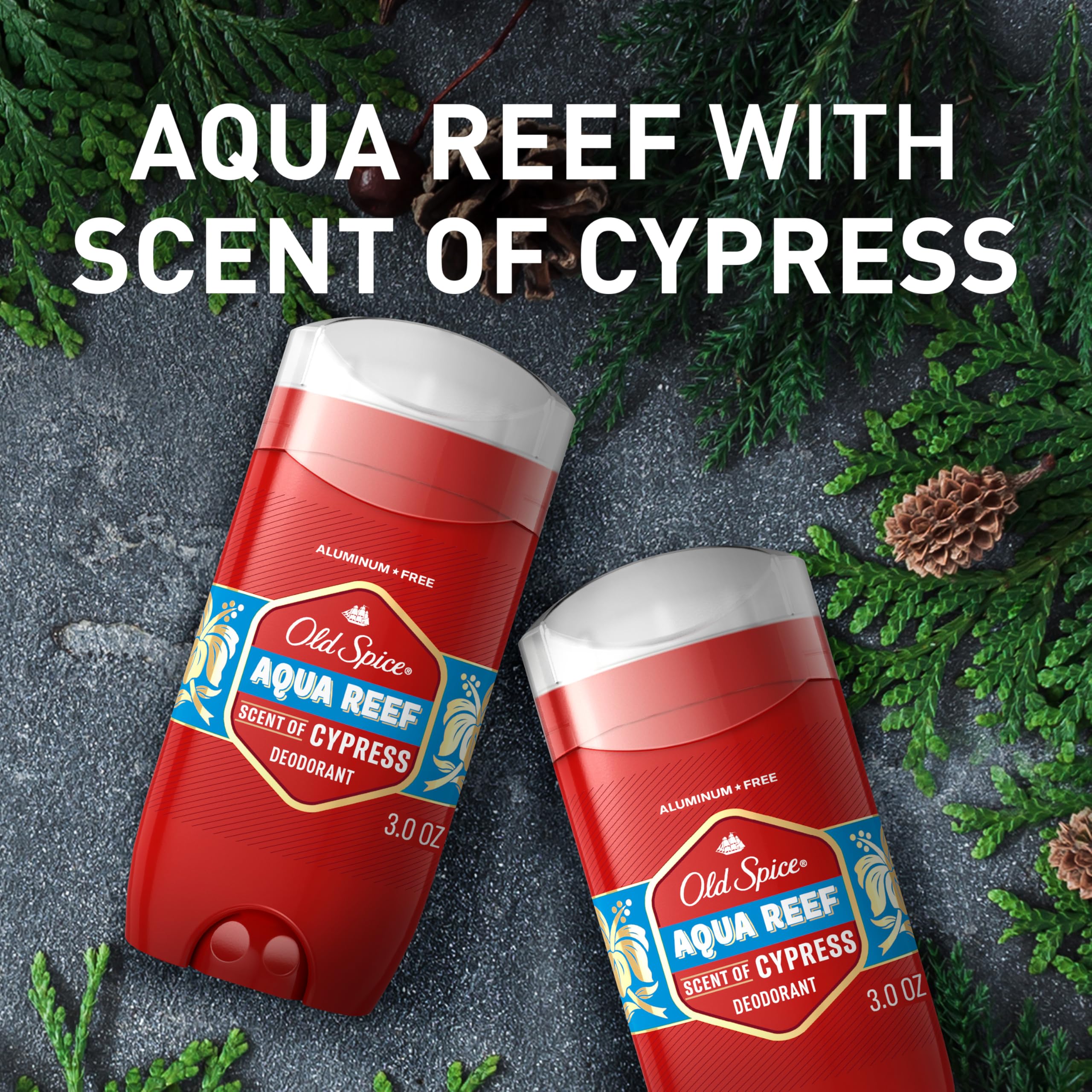 Old Spice Aluminum Free Deodorant for Men, 24/7 Odor Protection, Red Zone Collection, Aqua Reef with Cypress Scent, 3 oz (Pack of 2)