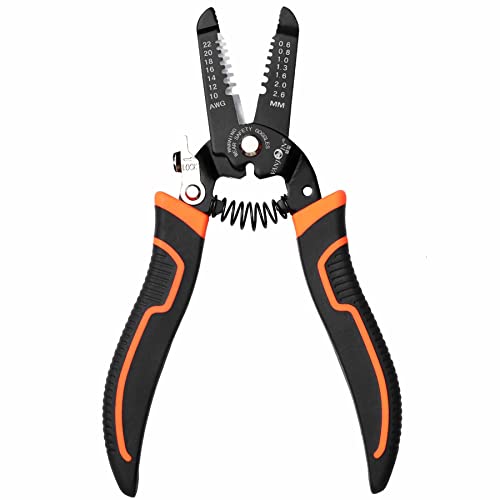 Wire Stripper Cutter Stripping Cutting Pliers, VANJOIN 7 Inch Wire Strippers Cutter, Multi-Functional Steel-made Wire Stripping Cutting Hand Tool for 10-22 AWG (Wire stripper)