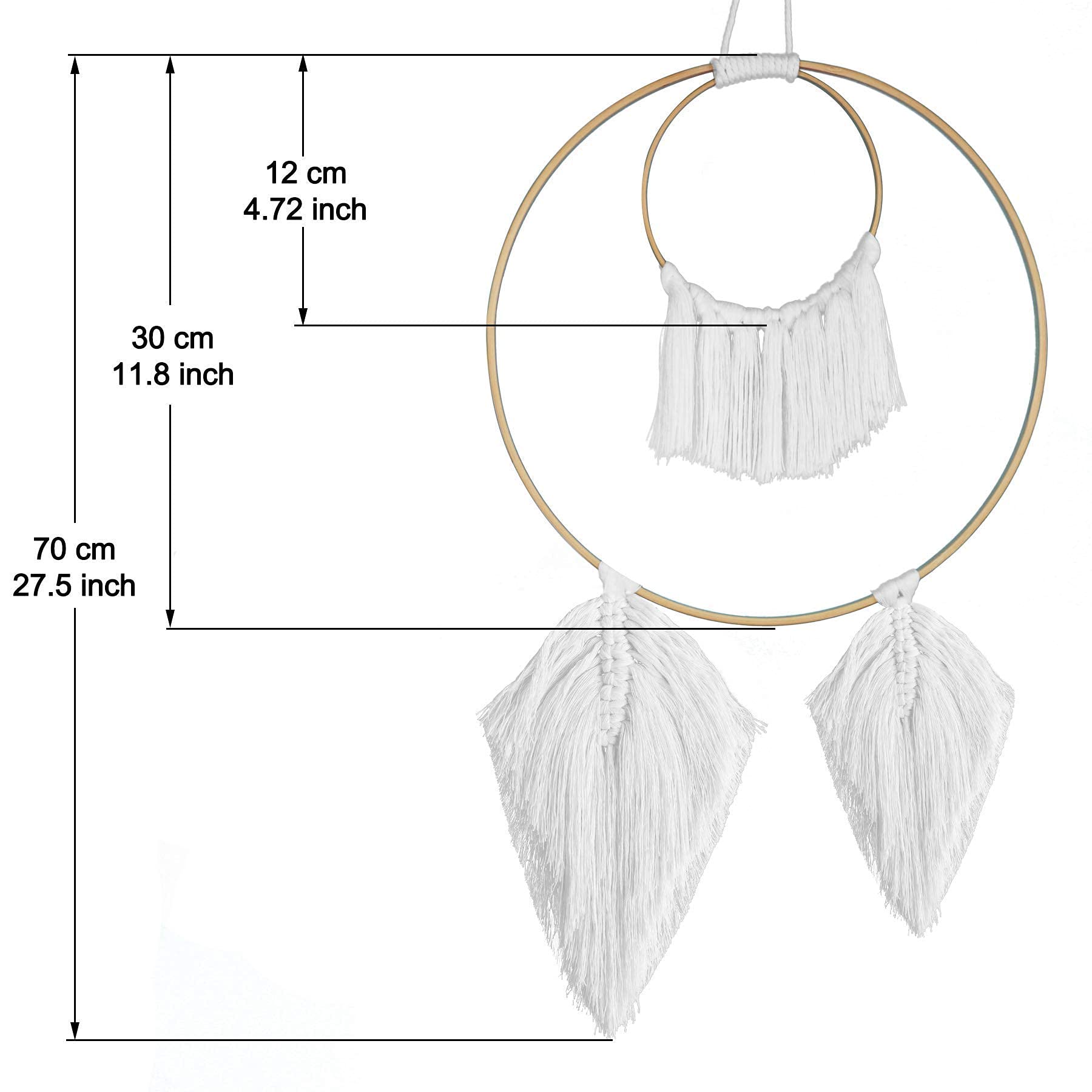 O-heart Macrame Wall Hanging, Woven Boho Chic Wall Decor Cotton Leaf Feather Bedroom Decor Large Wall Art Decor, Bohemian Home Decorations Wall Accent - Style 1