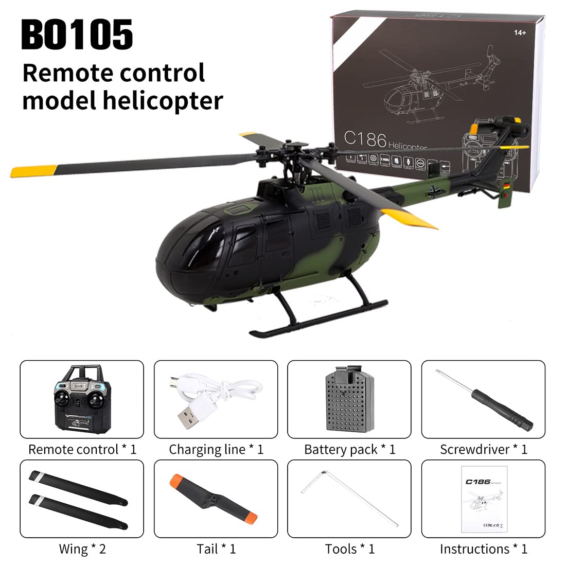 MOYRETTY 1/18 4CH 2.4G RC Helicopter Model for Beginners, Remote Control Stunt Helicopter (RTF Version)