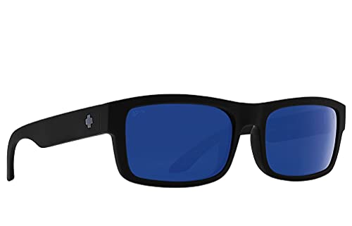 SPY Optic Discord Lite, Square Sunglasses, Color and Contrast Enhancing Lenses (Black, Happy Gray Green Lenses)
