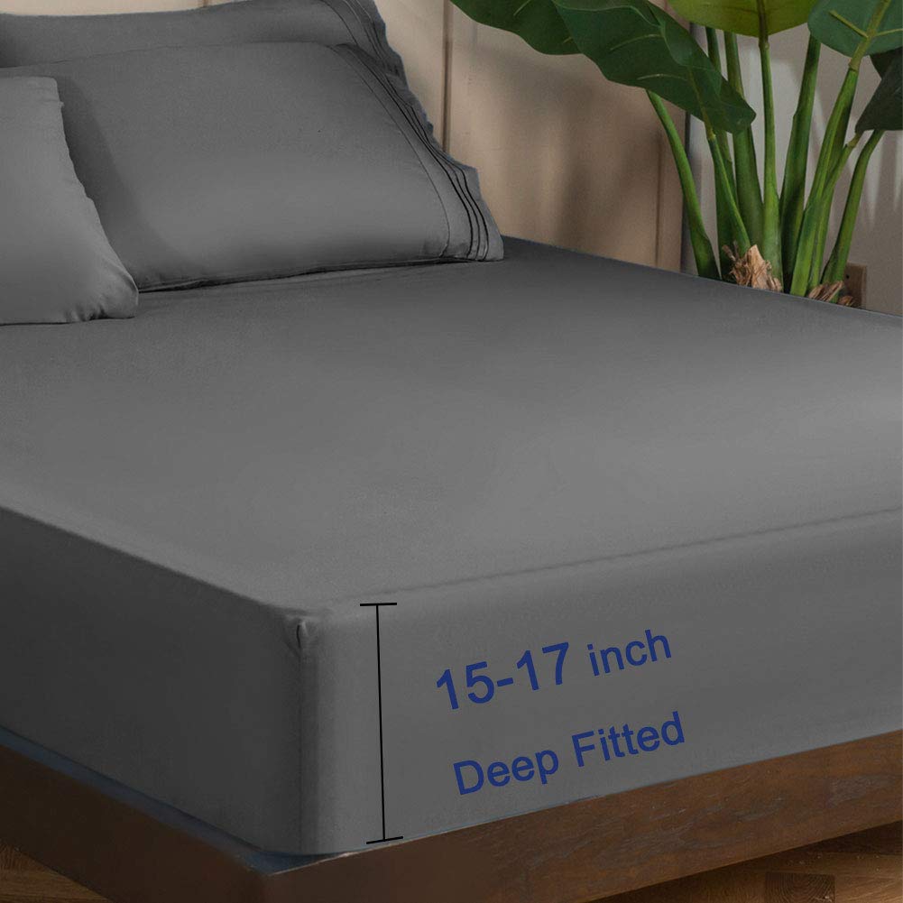 SONORO KATE Bed Sheet Set Super Soft Microfiber 1700 Thread Count Luxury Egyptian Sheets 16-Inch Deep Pocket,Wrinkle-4 Piece(Navy Blue, California King)