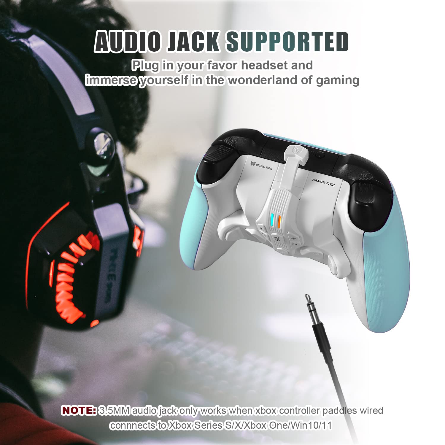 Wireless Xbox Back Button Attachment for Xbox Series S/X Controller, Controller Paddles for Xbox Series S/X/Xbox One/PS4/Switch/PC, Motion Control/Turbo/Macro/Audio (Pro Version) White