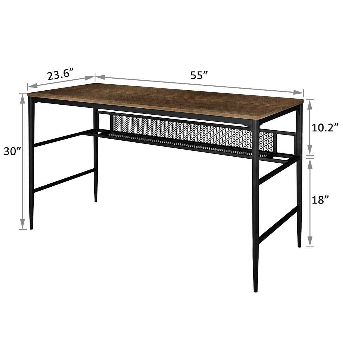 O&K FURNITURE Computer Desk with Book Shelf,55 Inch Study Writing Table, PC Laptop Desk for Home Office Workstation,Rustic Brown