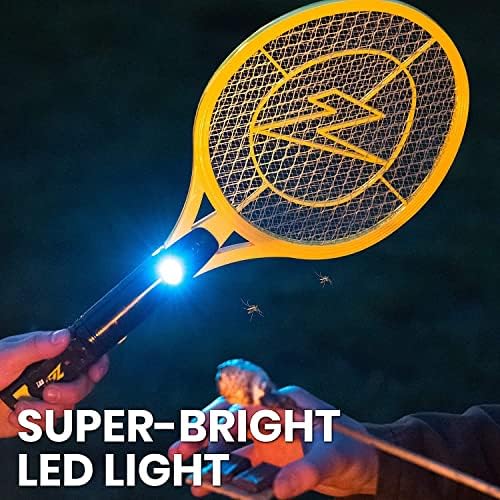 Zap It! Bug Zapper - Rechargeable Mosquito, Fly Killer & Bug Zapper Racket - Electric Fly Swatter Racket - 4,000 Volt - USB Charging, Super-Bright LED Light to Zap - Safe to Touch (Yellow, Medium)