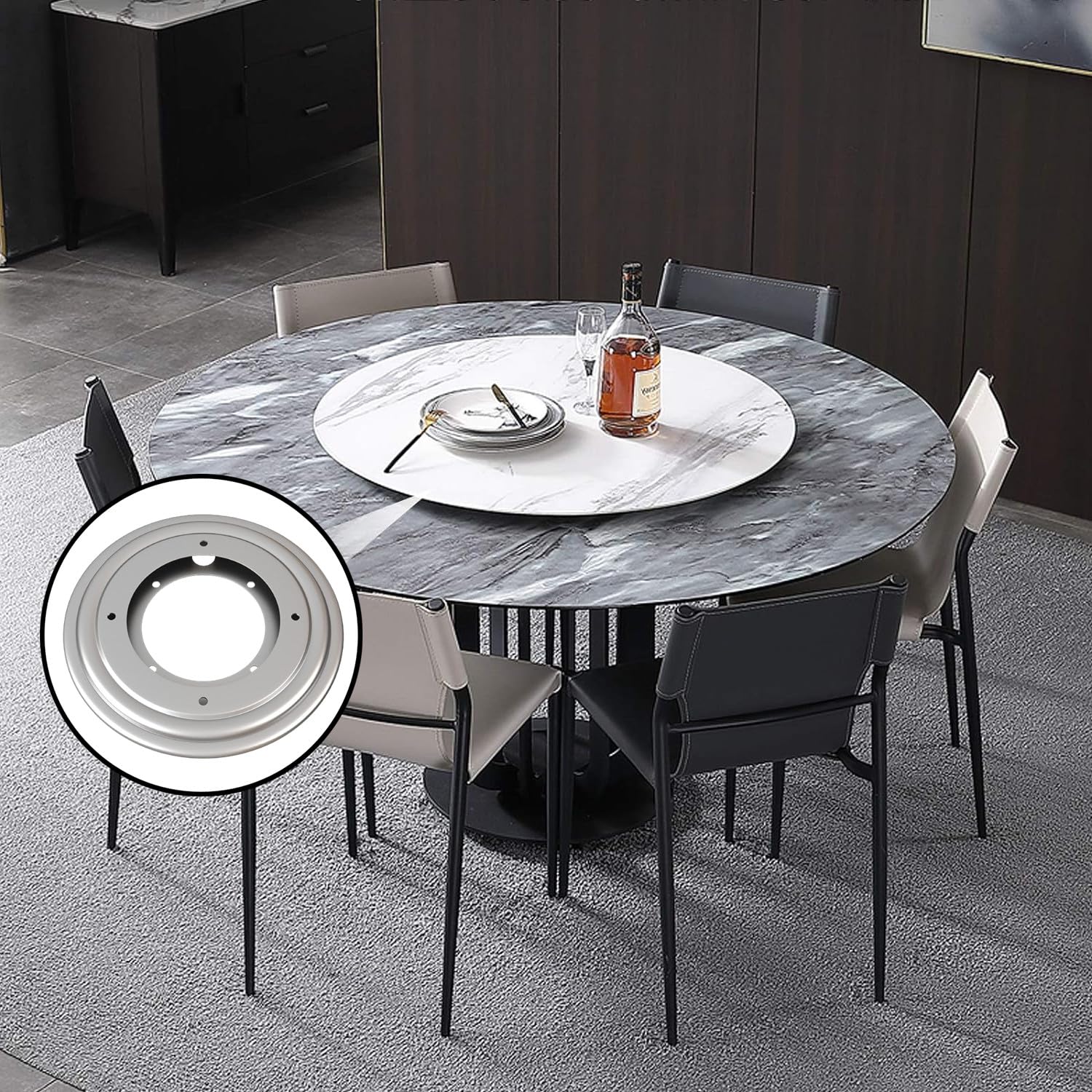 RHBLME 2 Pack 9 Inch Lazy Susan Hardware, 360° Rotating Bearing Plate 5/16" Thick, 750lbs Heavy Duty Lazy Susan Turntable Swivel Base for Rotating Table, Kitchen Cabinet, Serving Tray