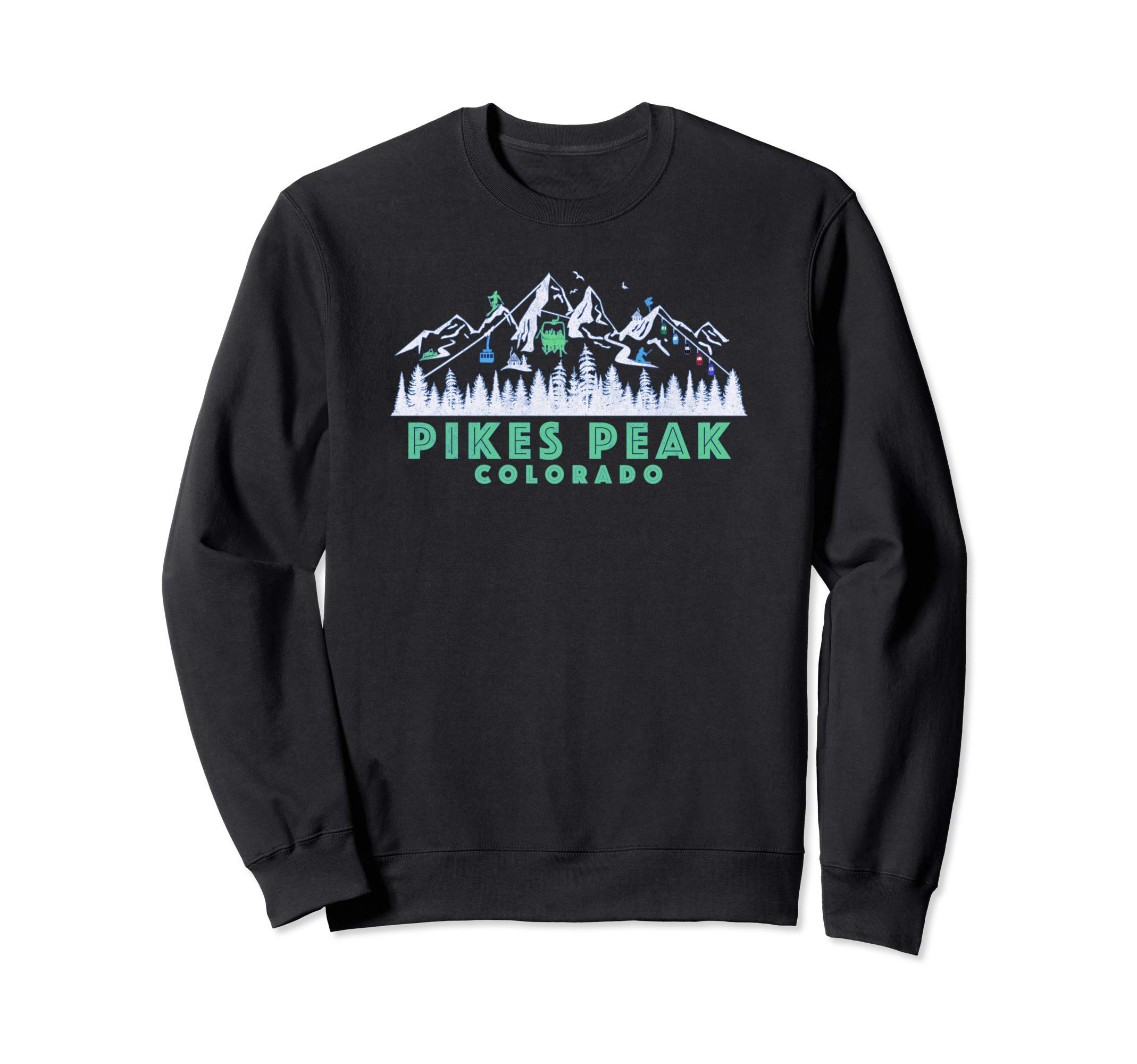 Retro Pikes Peak, Colorado Illustration - Vintage Snow Ski Sweatshirt