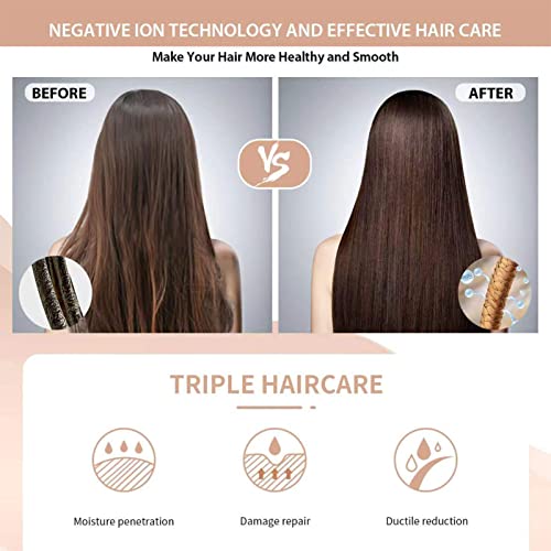 Nicebay® Hair Straightener Brush, Negative Ion Hair Straightening Brush for Women, Anti-Scald & Auto-Off Feature, Fast Heating & 6 Temp Settings