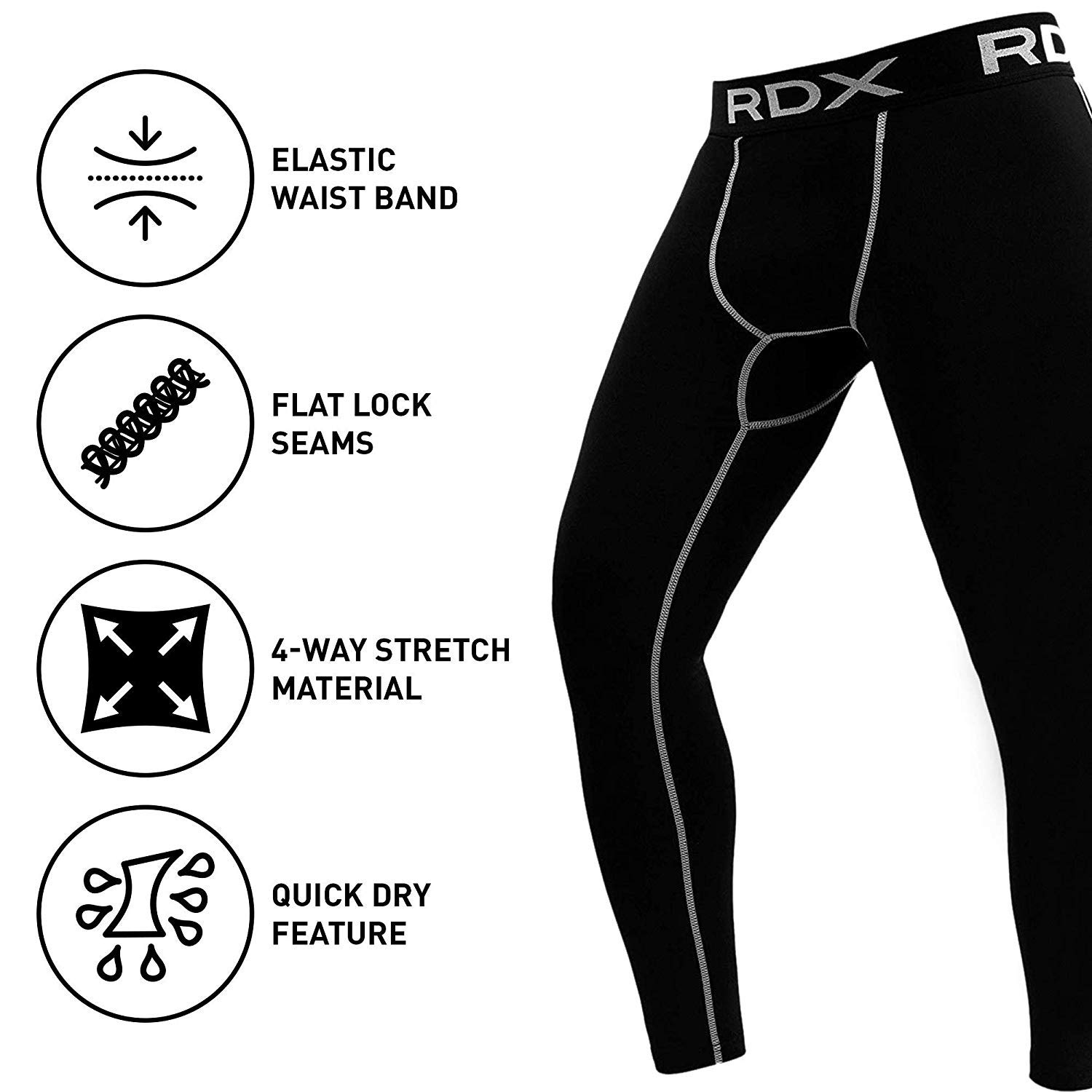 RDX MMA Thermal Compression Pants Tights Leggings Boxing Training Base Layer Fitness Running Cycling Gym Exercise Workout