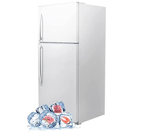 SMETA 18 Cu. Ft Refrigerator for Kitchen Full Size Top Freezer Top Mount Fridge 30" Frost Free, Apartment Garage Ready Refrigerators Double Door with LED light 66 inch tall, White