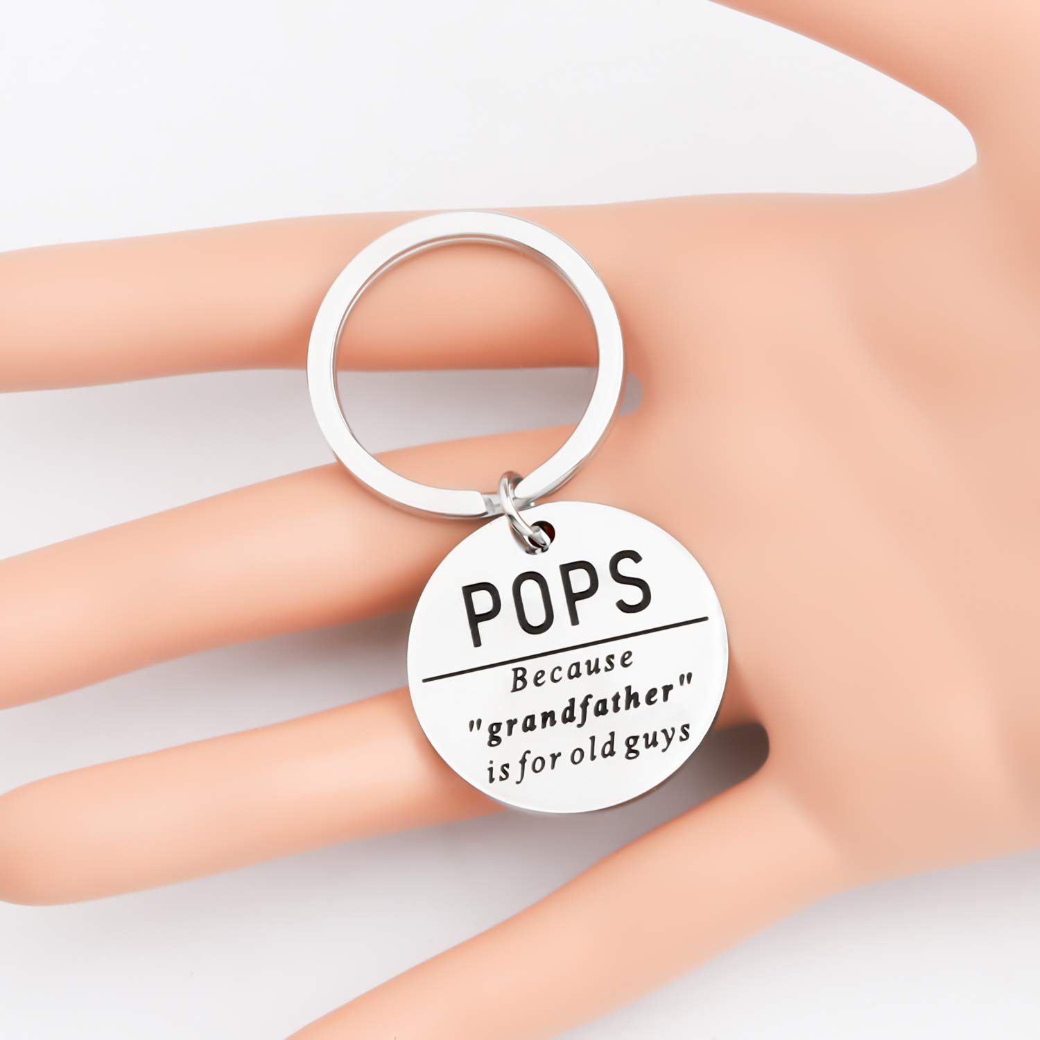 TIIMG Pops Keychain Grandfather Gift Grandpa Birthday Gift Grandfather Gift from Grandkids (Pops old guys)