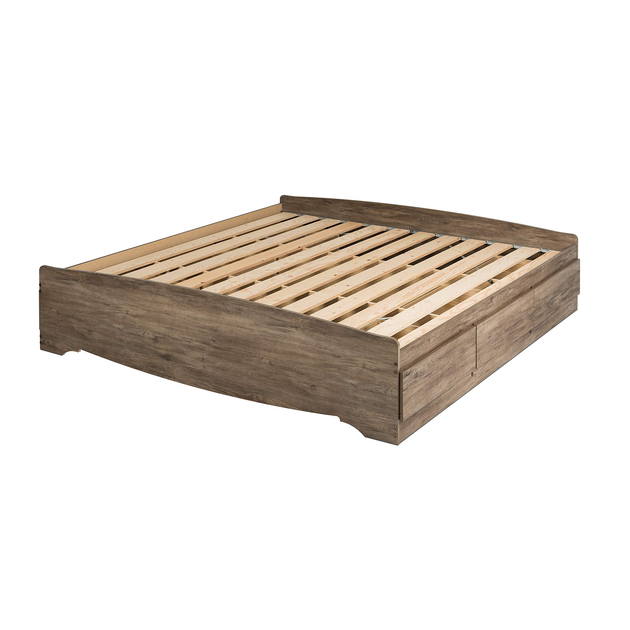 Prepac Mate's King 6-Drawer Minimalist Platform Storage Bed, Contemporary King Bed with Drawers 81.5" D x 78.5" W x 18.75" H, Drifted Gray, DBK-8400-K
