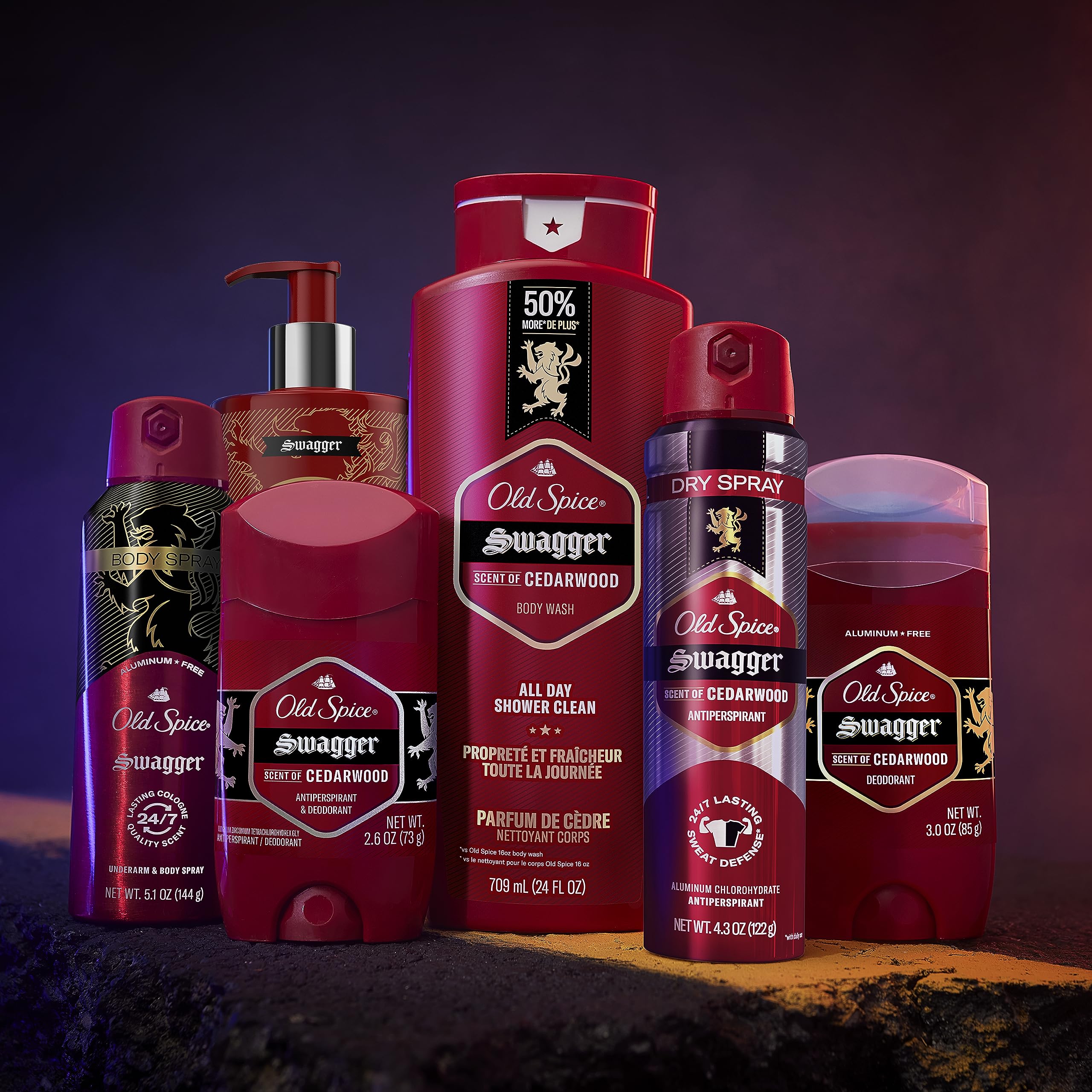 Old Spice Men's Antiperspirant & Deodorant Swagger Cedarwood Scent, Red Collection, 2.6 oz