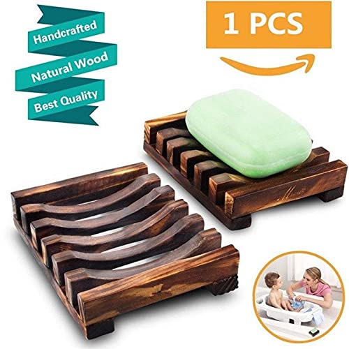 PLMM soap Box, Wood Soap Dish Portable Shower Soap Holder Non-Slip Soap Box Bamboo Rack Case Tray Holder Shower Plate Bathroom Tools
