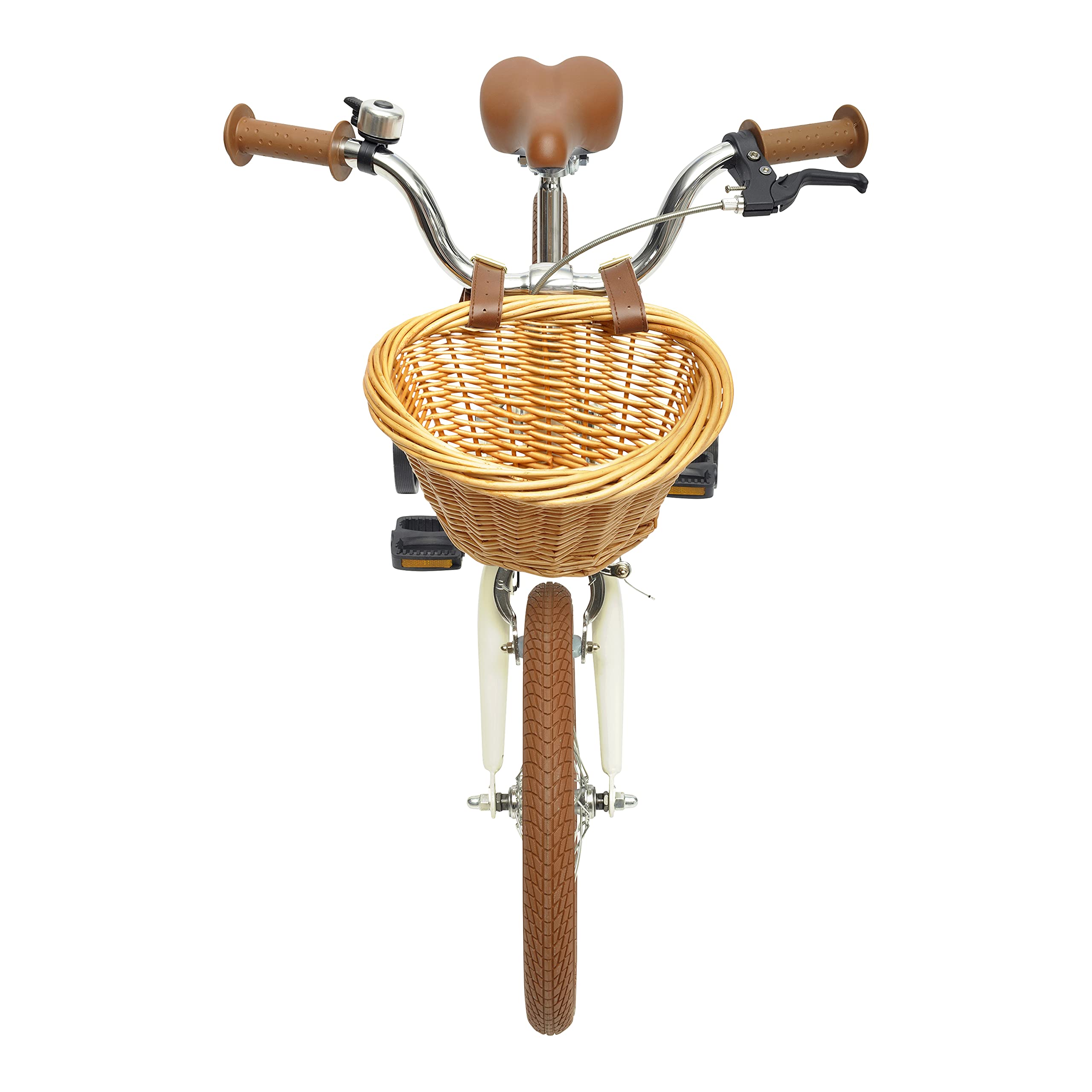 Retrospec Beaumont Mini 16 Inch Kids Bike for 4-6 Year-olds with Training Wheels, Basket and Bell, Eggshell