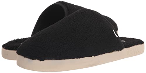 TOMS Men's Harbor Slipper, Black Faux Shearling, 10.5