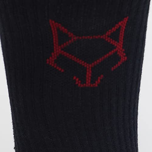 Wulf Wear Men’s Crew Sock in Cotton Cushion, Recreation Moisture Heavy & Active Wear Socks with Seamless Toe in Black