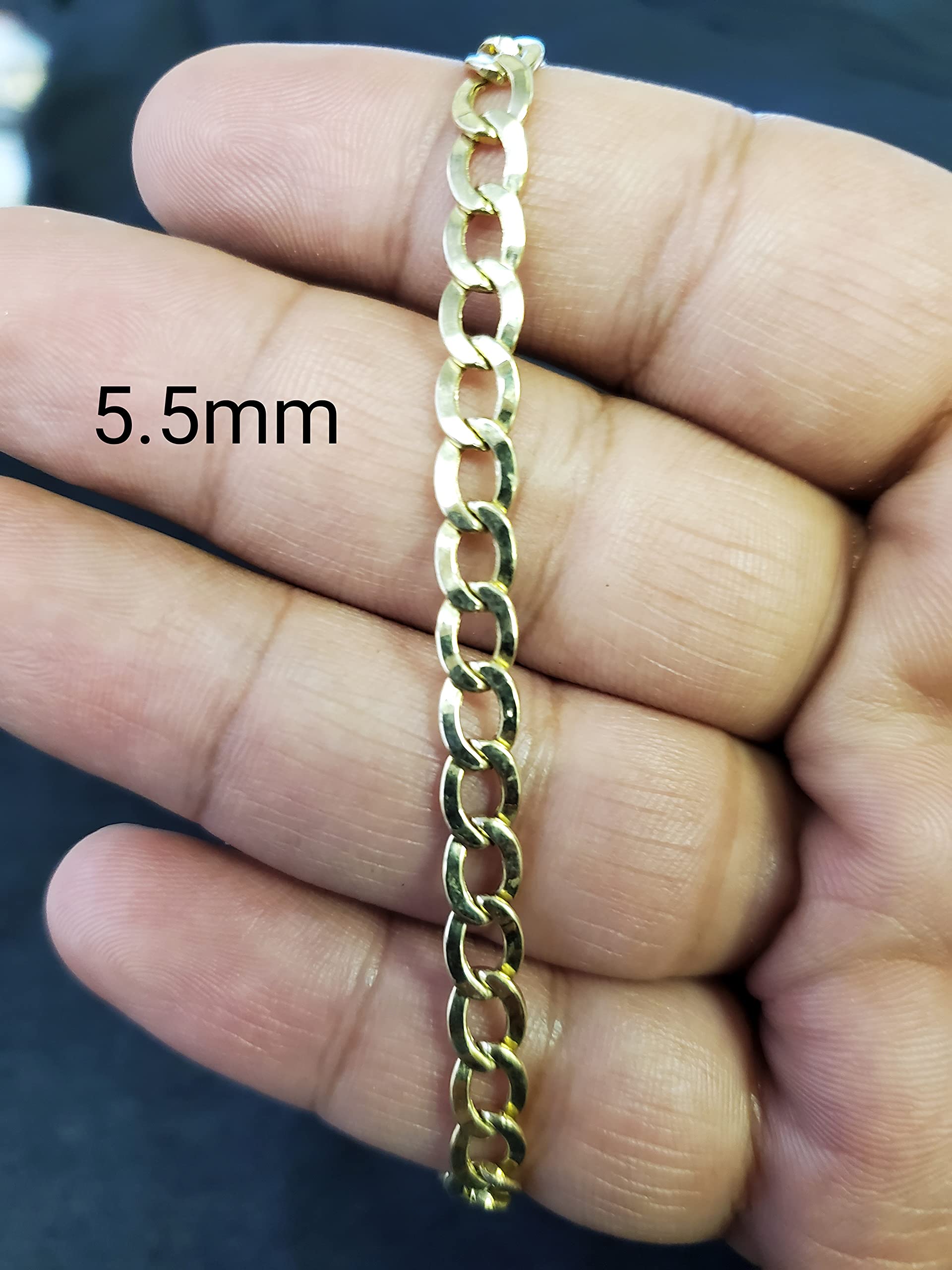 Real 10k Yellow Gold Hollow C-Link Men and Women Bracelet/Anklet 3.5 mm (10)