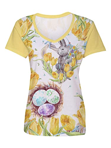 Womens Easter Shirt Loose Short Sleeve Easter Bunny Graphic Tshirts Casual Lucky Cute Animal Print Pullover Tops