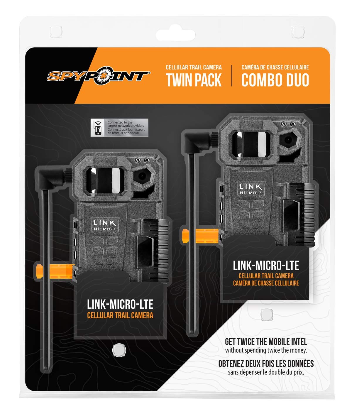 SPYPOINT Link-Micro-LTE Twin Pack of Cellular Trail Cameras 10MP with Batteries, Two Micro SD Cards, Card Reader, Spudz, and Two Steel Cases (AT&T (USA Nationwide))