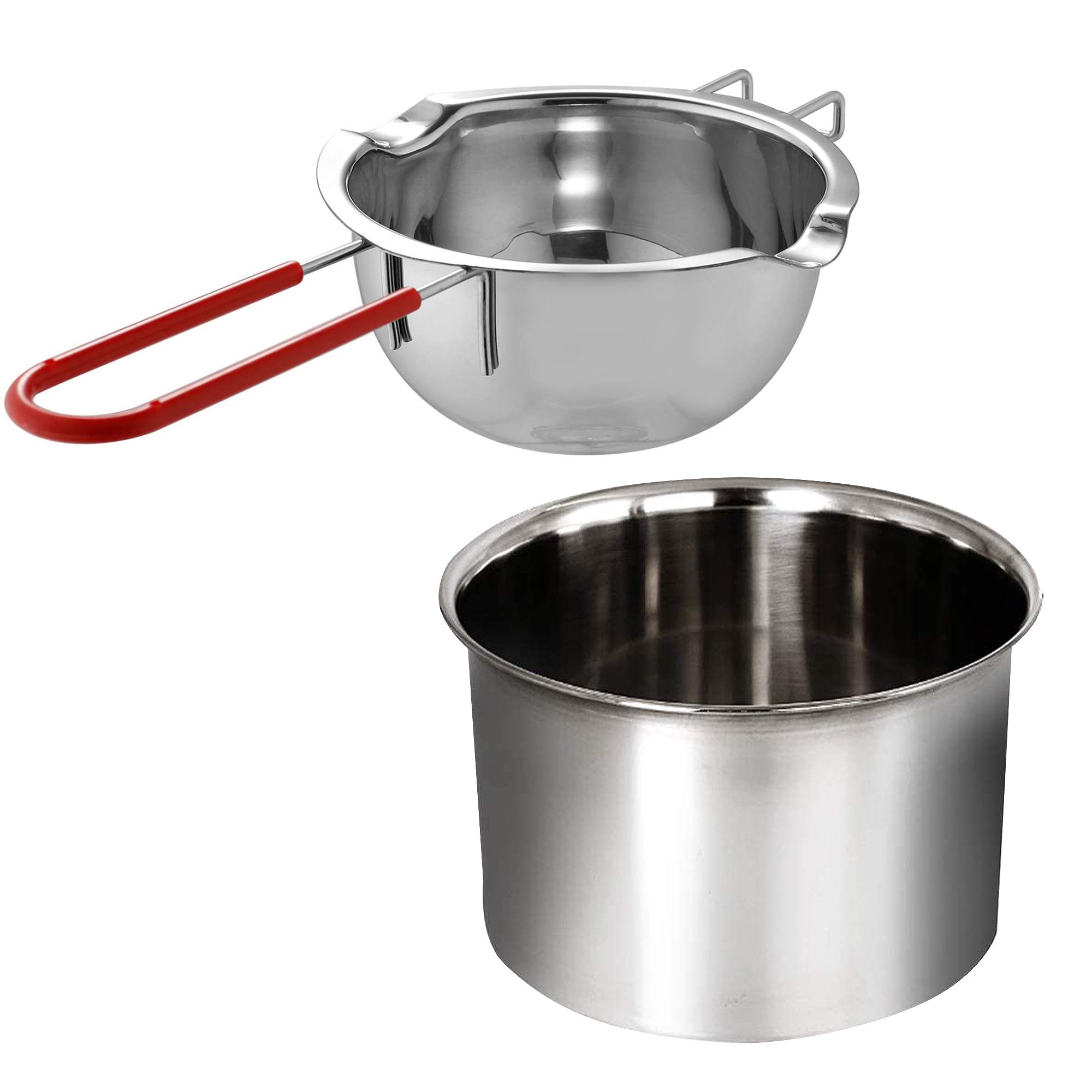 Stainless Steel Double Boiler Melting Pot with Heat Resistant Handle, Large Capacity Chocolate Melting Pot for Butter Candy Butter Cheese, Candle Making (450/900ML)