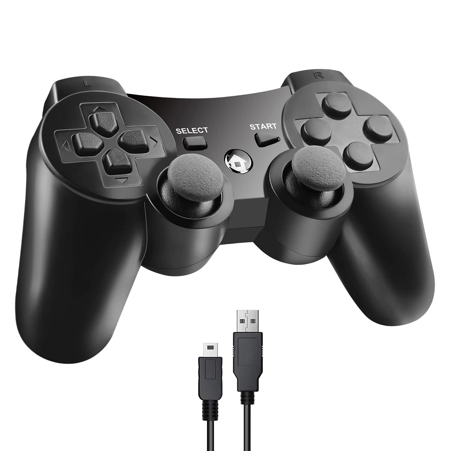 TOPSALE Wireless Controller Compatible with PS-3 Play-station 3, Wireless Bluetooth Joystick with Charger Cable Cord (Black)