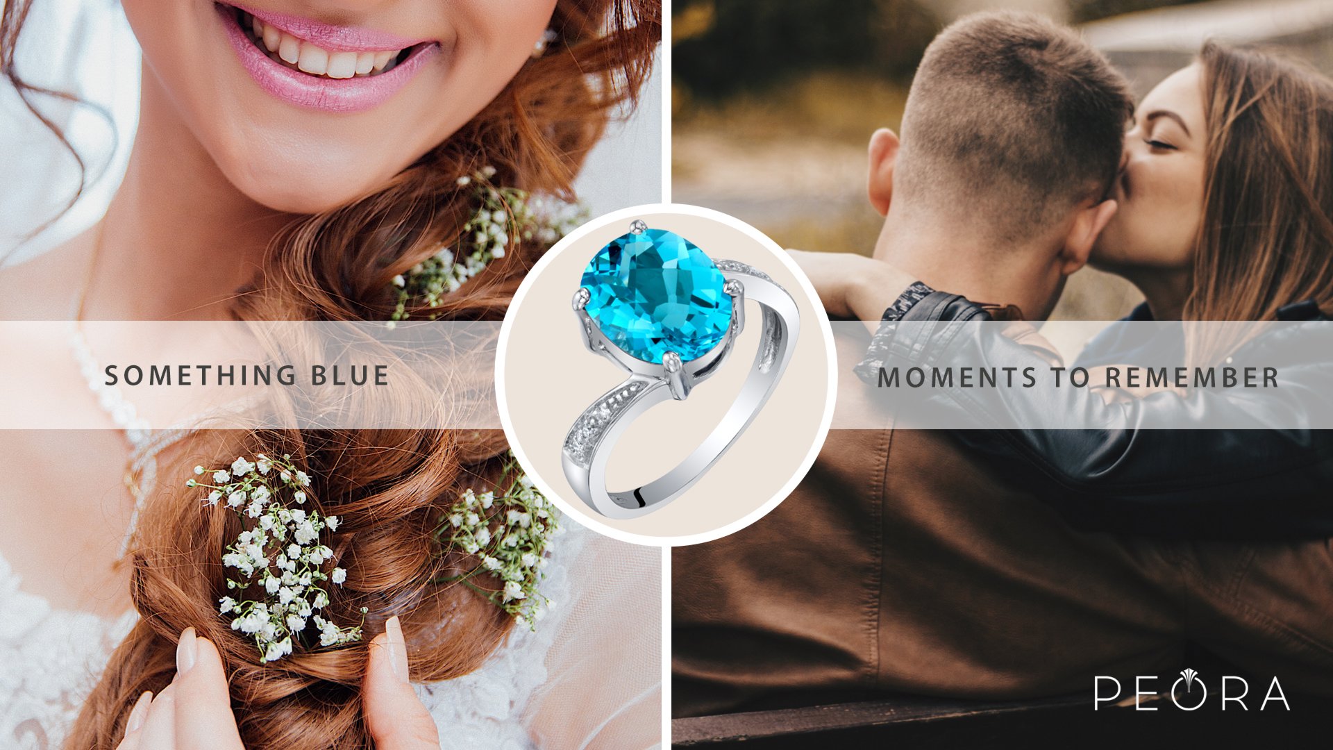 PEORA 14K White Gold Genuine Swiss Blue Topaz and Diamond Solitaire Ring 3 Carats Oval Shape Size 7