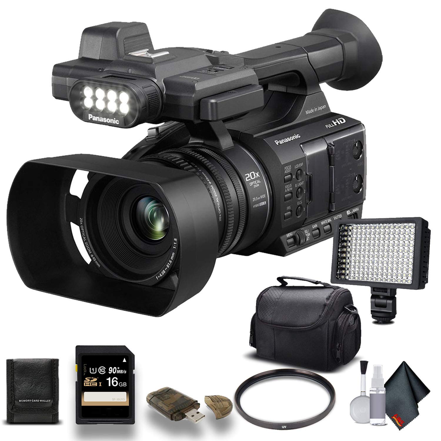 Panasonic AG-AC30 Full HD Camcorder (AG-AC30PJ) with 16GB Memory Card, LED Light, Case and More. - Starter Bundle