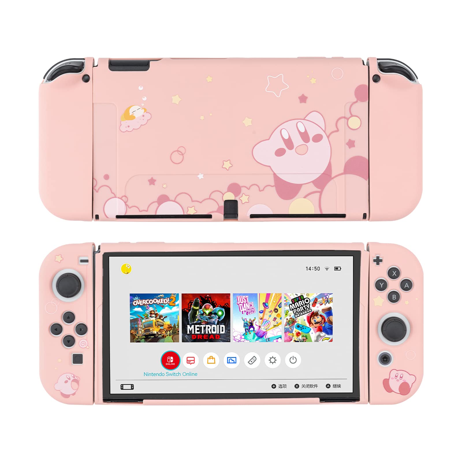 YOCORE Big head Kirby Switch OLED Protective Case | Dockable Protective Case Compatible with Switch OLED,All-in-one design,Anti-Scratch and Shock-Absorption Design Soft TPU Cover