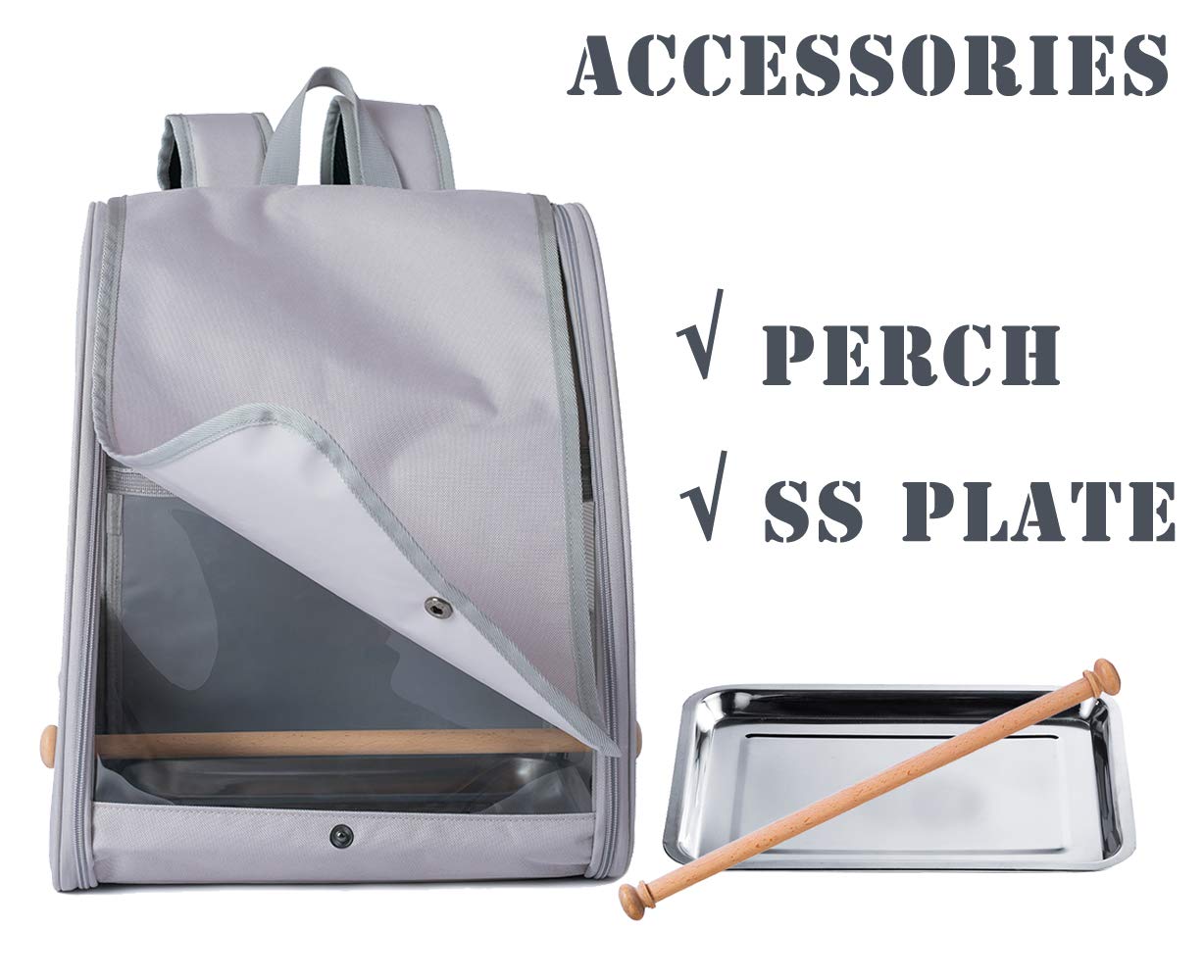 ORIZZP Bird Travel Carrier with Stand Perch, Breathable Bird Carrier Cage Parrot Carrier for Hiking, Airline Approved