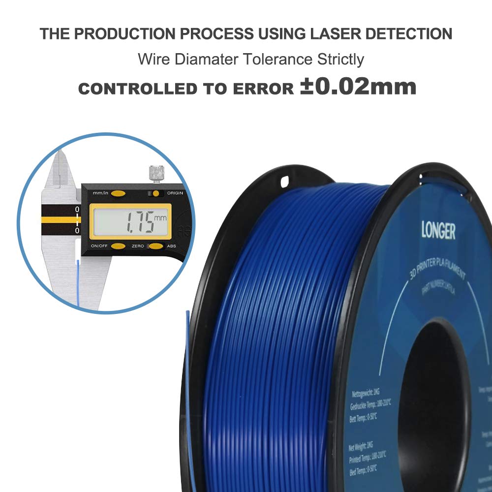 PLA Filament 1.75mm Pla 3D Printer Filament, 2.2lbs (1kg) 3D Printing Filament White Dimensional Accuracy +/- 0.02 mm 1-Pack