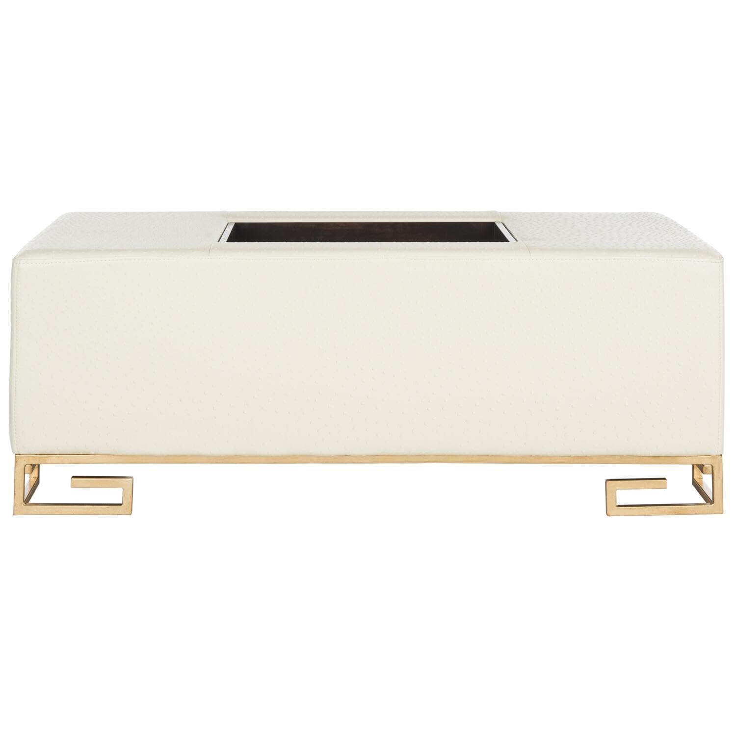 Safavieh Home Collection Julian Faux Ostrich Cream Tray Ottoman