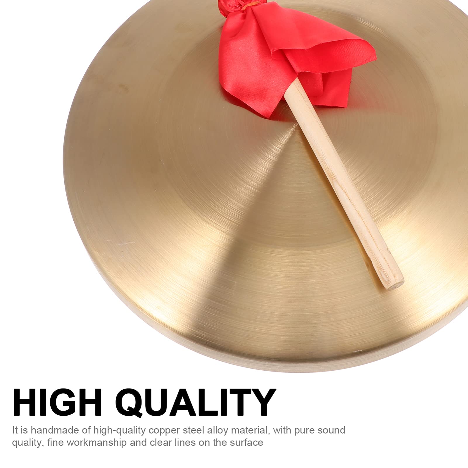 Vaguelly 1 Set of Brass Instruments - 22CM Copper Opera Gong Hand Gong with Wooden Mallet and Red Hanging Ribbon