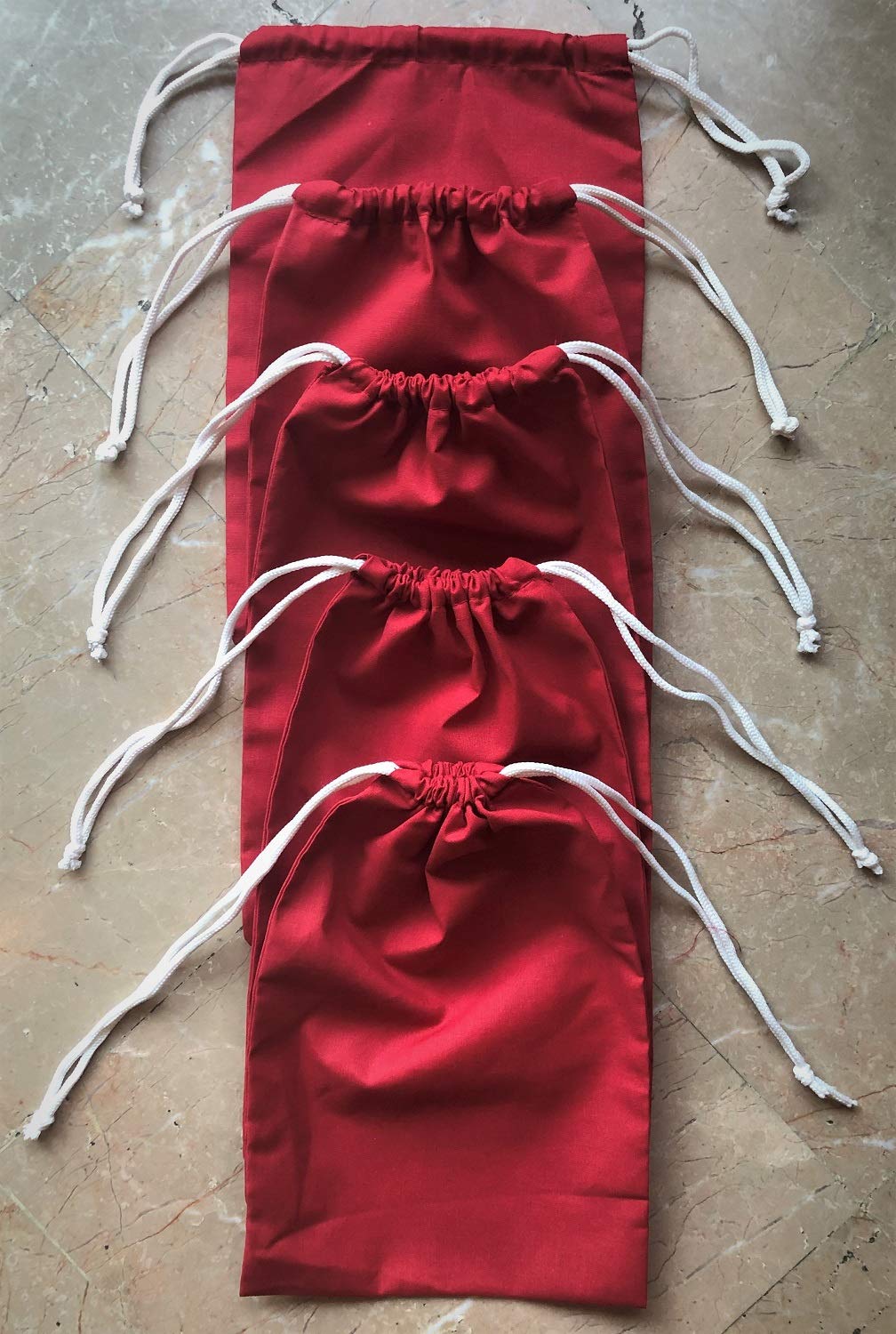 Reusable Eco friendly RED COLOR Cotton Thick Double Drawstring Muslin Bags "premium quality"-25 count pack (8 x 10)