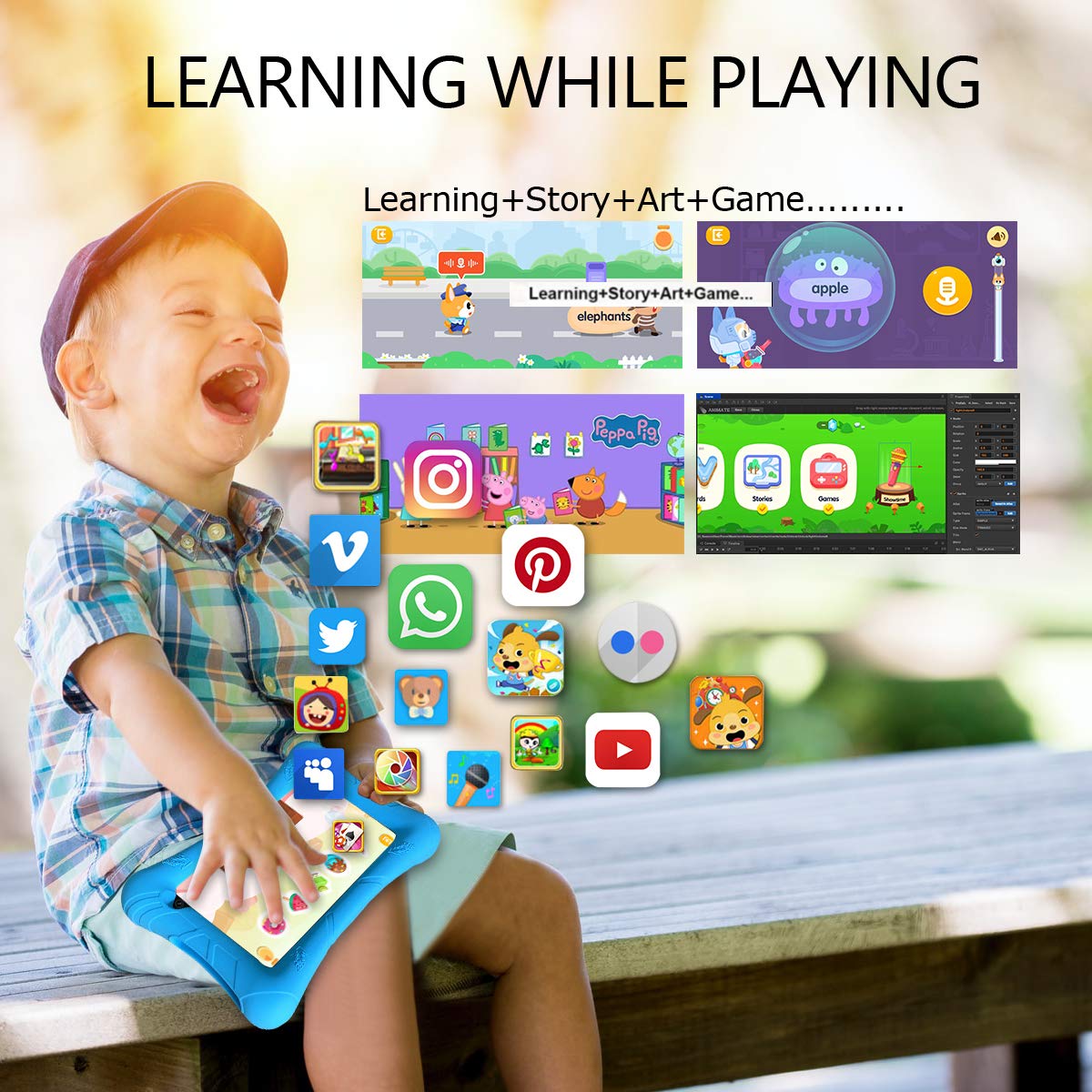 PRITOM Kids Tablet, 32 GB ROM, Quad Core Processor, HD IPS Display, WiFi 7 inch Android Tablet, Kid-Proof with Kids Tablet Case