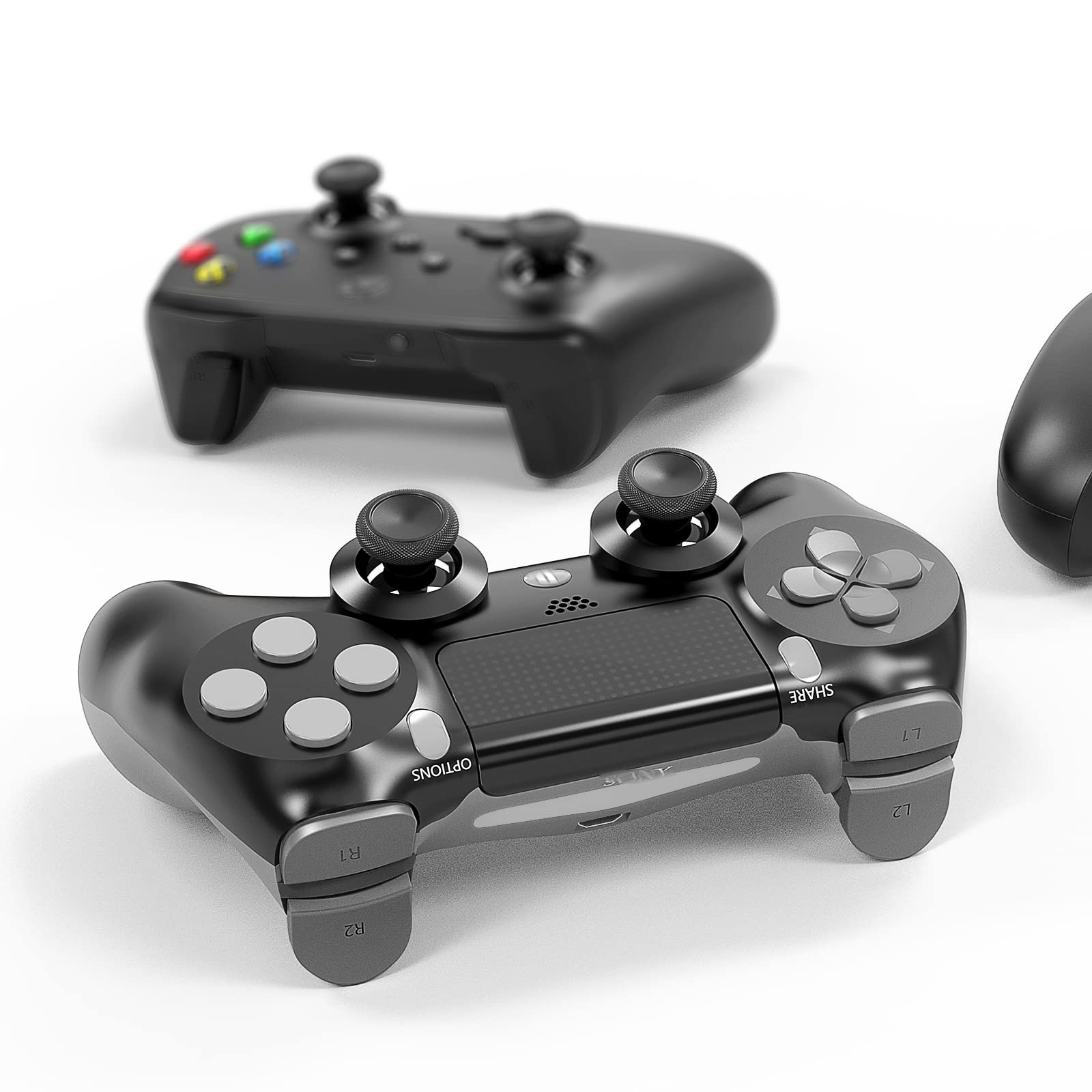 True Rubberized Original Joysticks Replacement for Xbox / PS4 Controller, Thumbsticks for Xbox One, Series X/S Controller (4 Pcs)(Black)