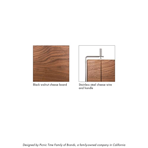 TOSCANA - a Picnic Time Brand Meridian Black Walnut Cutting Board with Cheese Slicer 12 x 10 x 12