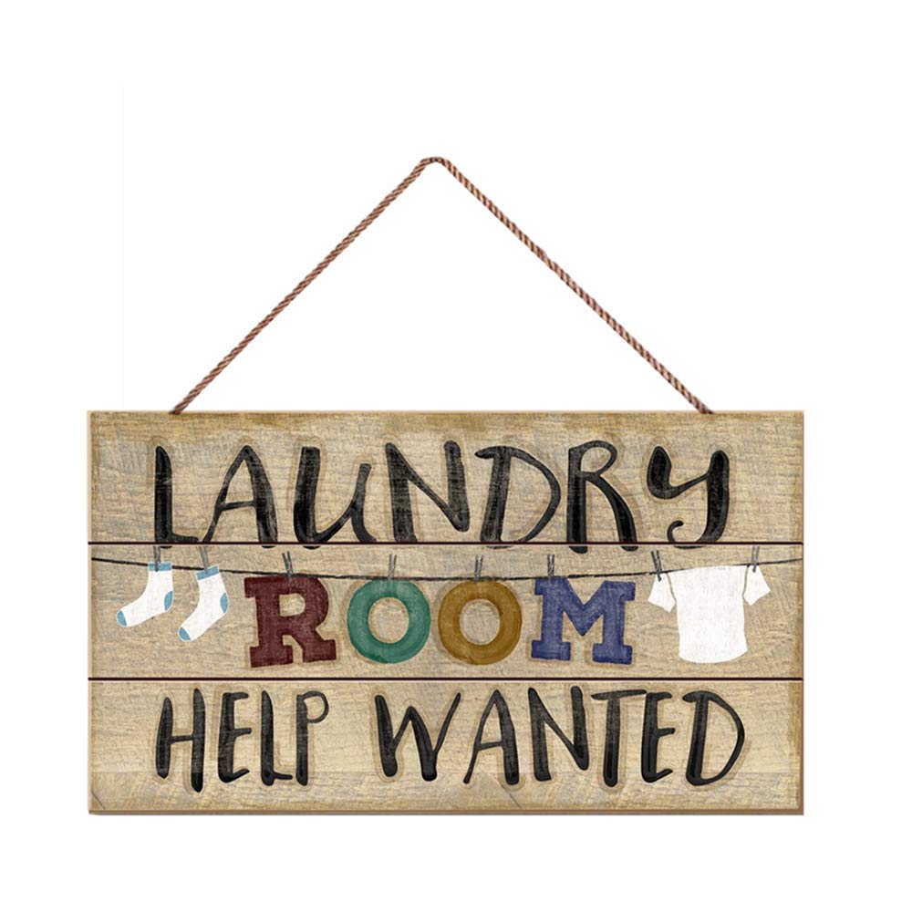 Retro Wood Hanging Sign Laundry Room Wall Decor Sign Help Wanted Wall Art Plaque Sign-12