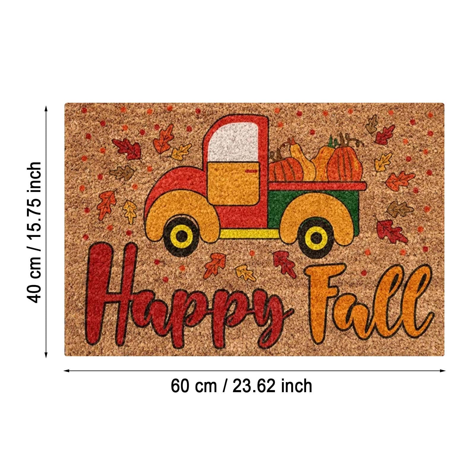 Rubber Door Mats Welcome Color Block Happy Harvest Front Mat Indoor Thanksgiving Attractive Fall Funny Outdoor Mat