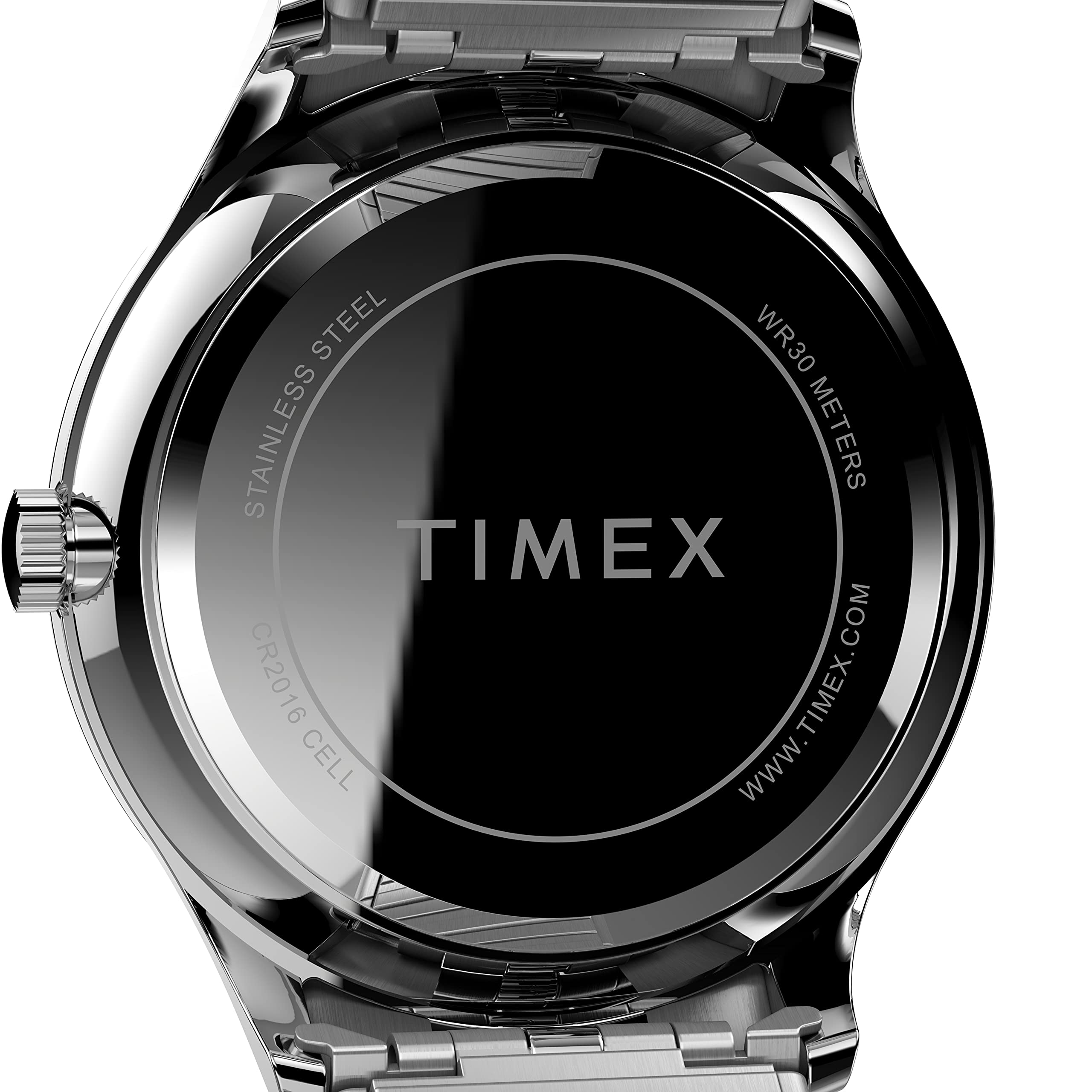 Timex Men's Modern Easy Reader 40mm Watch โ Silver-Tone Case Black Dial with Stainless Steel Expansion Band