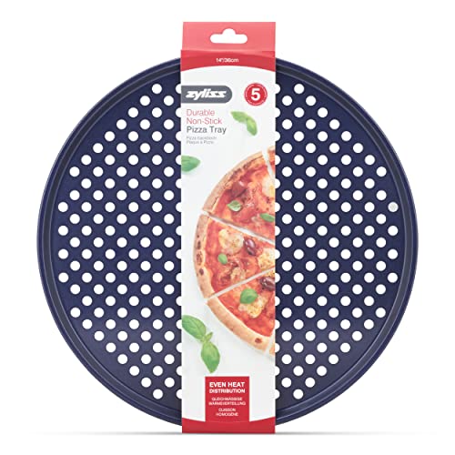 Zyliss Durable Non-Stick Pizza Tray | Carbon Steel | Dark Blue | Pizza Tray/Bakeware | Dishwasher Safe | 5 Year Guaranteeā¦