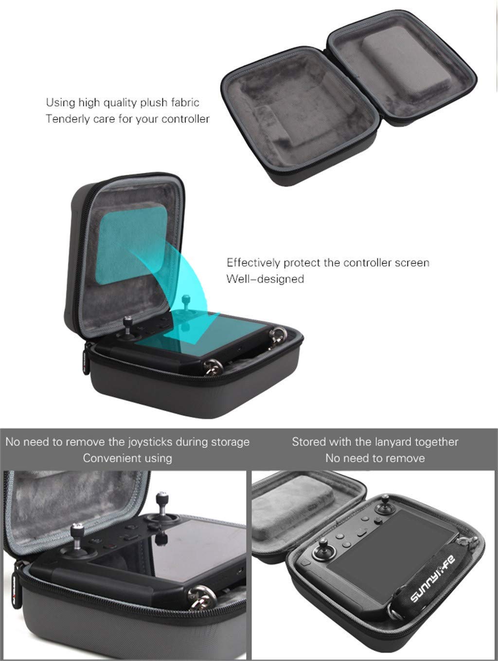 Rantow Mavic 2 Remote Controller Storage Case Hand Bag - Waterproof Hard Shell Carrying Box Compatible with DJI Mavic 2 PRO & Zoom Drone Smart Controller Accessories - w/Padded Foam Screen Protection