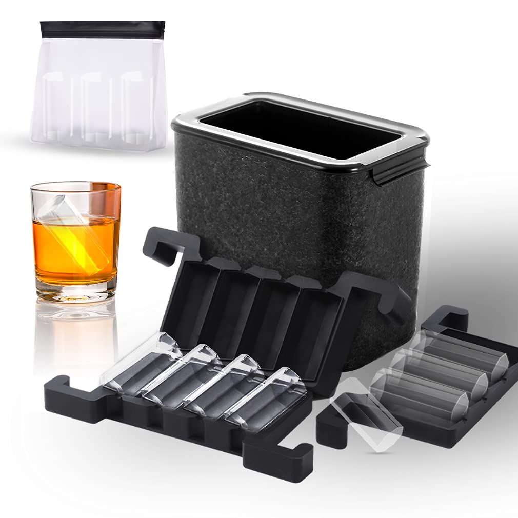 TINANA Crystal Clear Ice Cube Tray, 8 Cavity Ice Stick Cube Tray, Water Bottle Ice Cube Sticks Form for Whiskey, Cocktails, Bourbon, Bottled Beverage & Sport Drinks