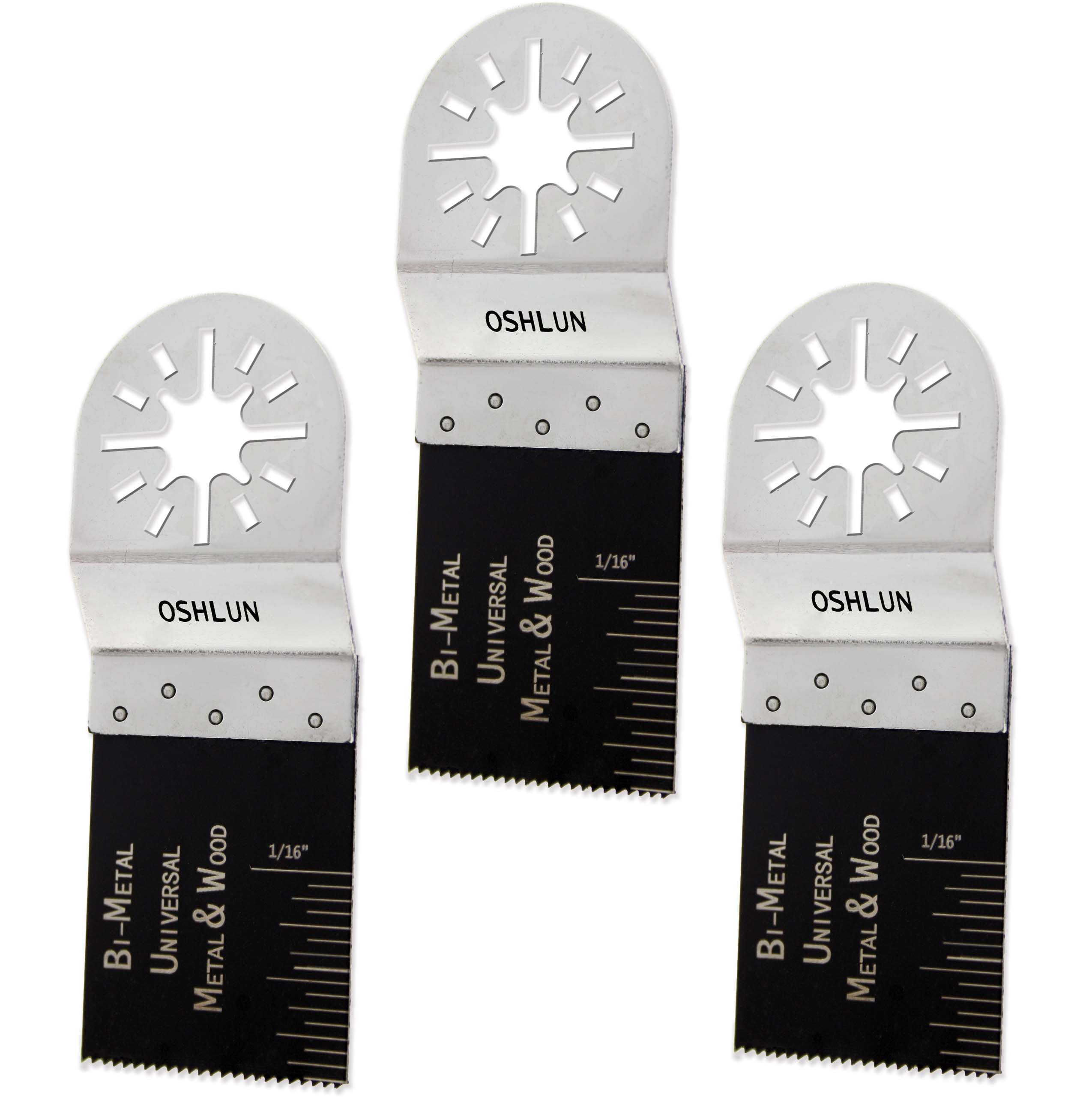 Oshlun MMA-0103 1-1/3-Inch Universal Bi-Metal Oscillating Tool Blade with Uni-Fit Arbor for Fein Multimaster, Dremel, and Bosch, 3-Pack