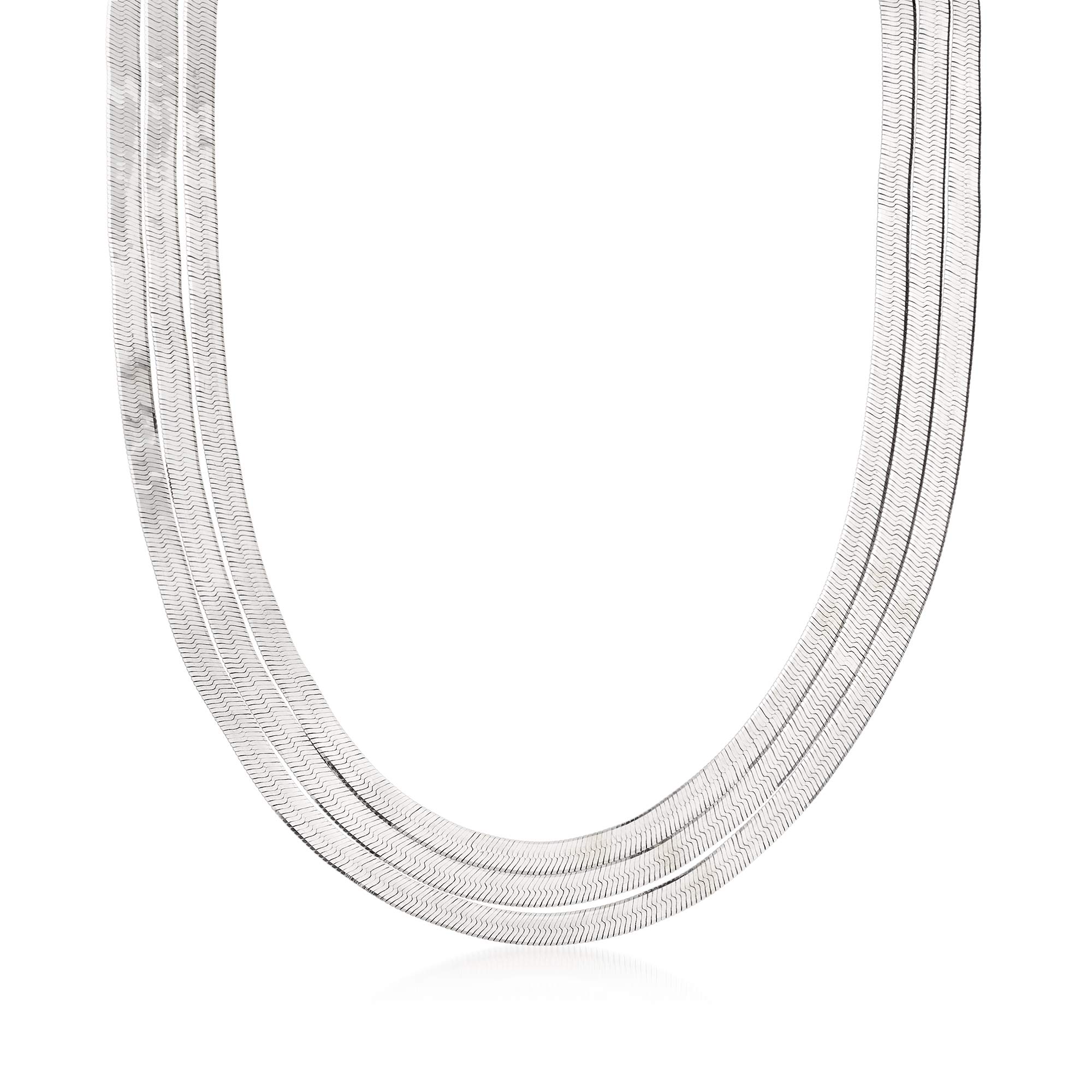 Ross-Simons Italian Sterling Silver Layered Herringbone Necklace. 18 inches