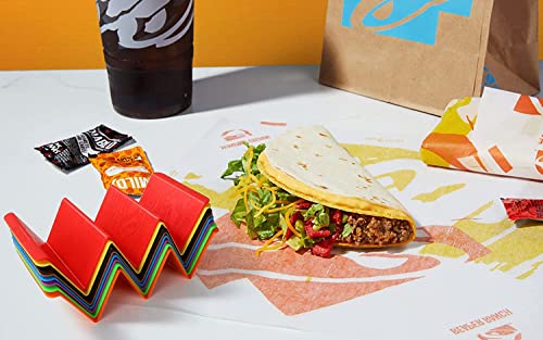 Taco Holder, Colorful Taco Holder Stands Set of 6, ππππ ππ©π π«ππππ πππ¬π’π π§ Taco Stands for 3 Tacos, Taco Shell Holder, Street Taco Rack, PP Health Material Very Hard Sturdy (Colorful)